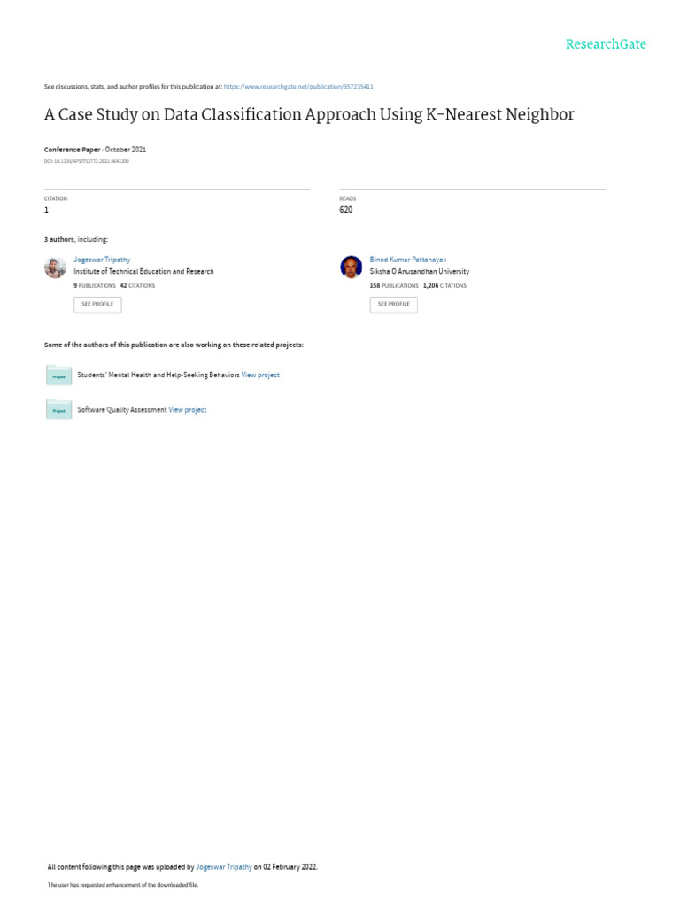 A Case Study On Data Classification Approach Using K-Nearest Neighbor | PDF | Statistical ...