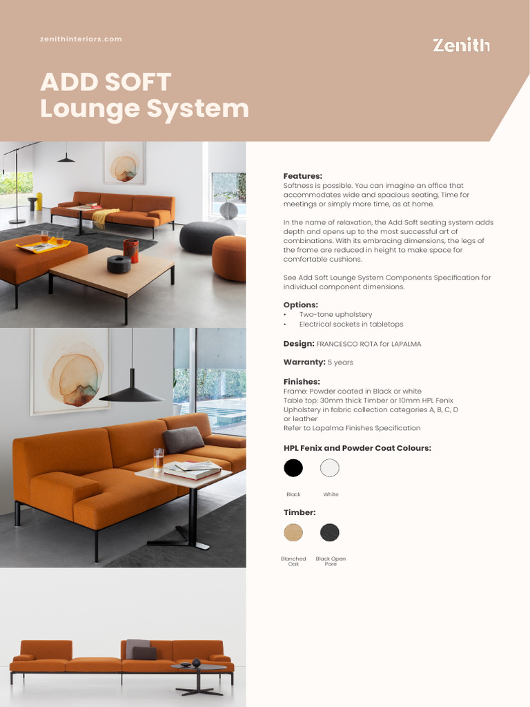 Add Soft Lounge System Features & Specs | PDF