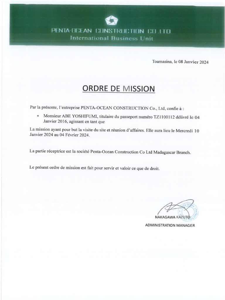 Mission Order, Certificate of Destination, Certification of Value - Abe ...