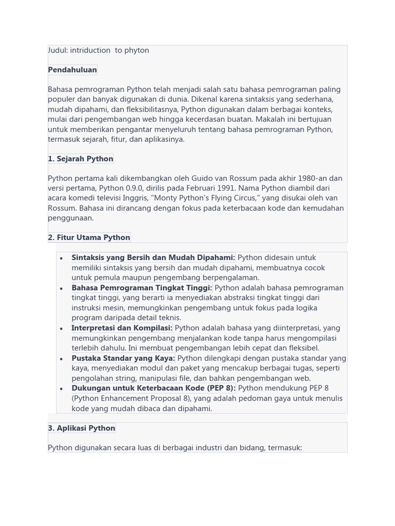 Makalah Intriduction To Phyton | PDF | Komputer