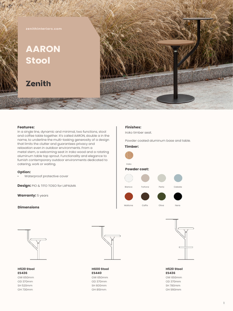 Aaron Stool Outdoor Specification | PDF | Home & Garden