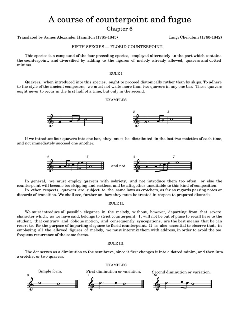 Florid Counterpoint Rules & Examples | PDF | Musical Compositions ...