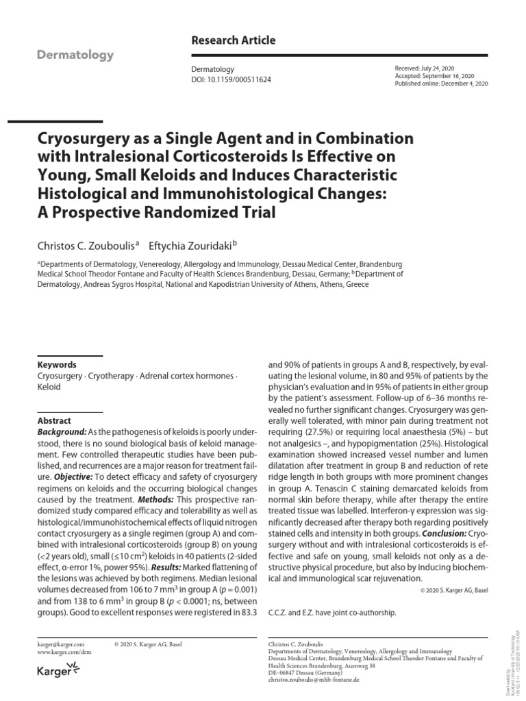 Cryosurgery As A Single Agent and in Combination With Intralesional ...