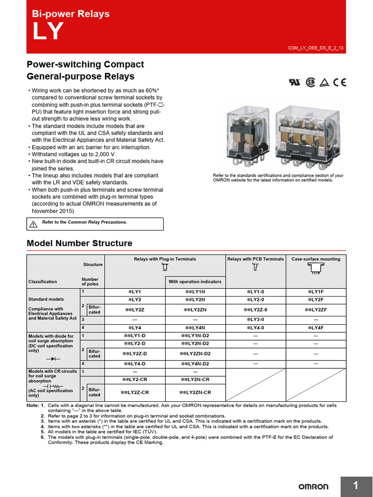 Ly Series Bi-power Relays Datasheet En | Download Free PDF ...