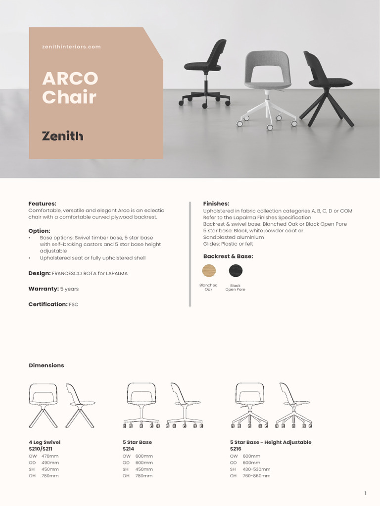 Arco Chair Specifications | PDF