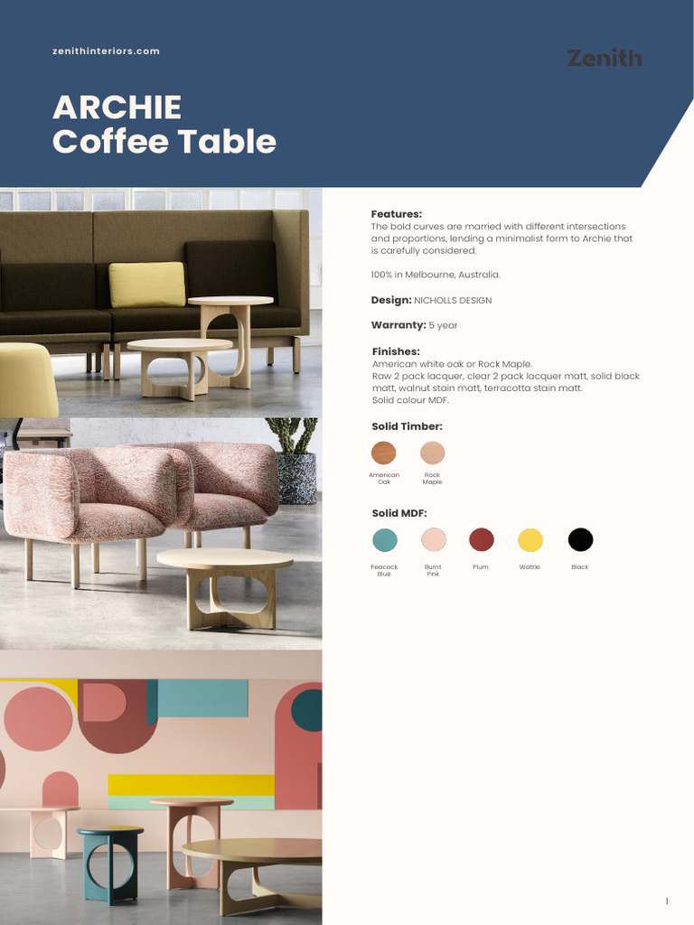 Archie Coffee Table Specifications | PDF