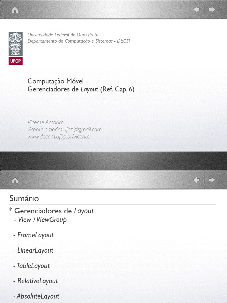 Computação Móvel Gerenciadores de Layout (Ref. Cap. 6) | PDF | Classe ...