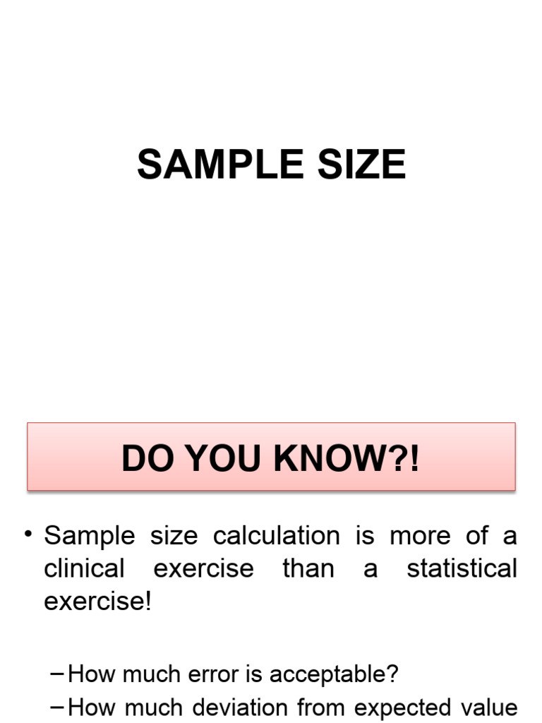 Sample Size | PDF | Sample Size Determination | Standard Deviation