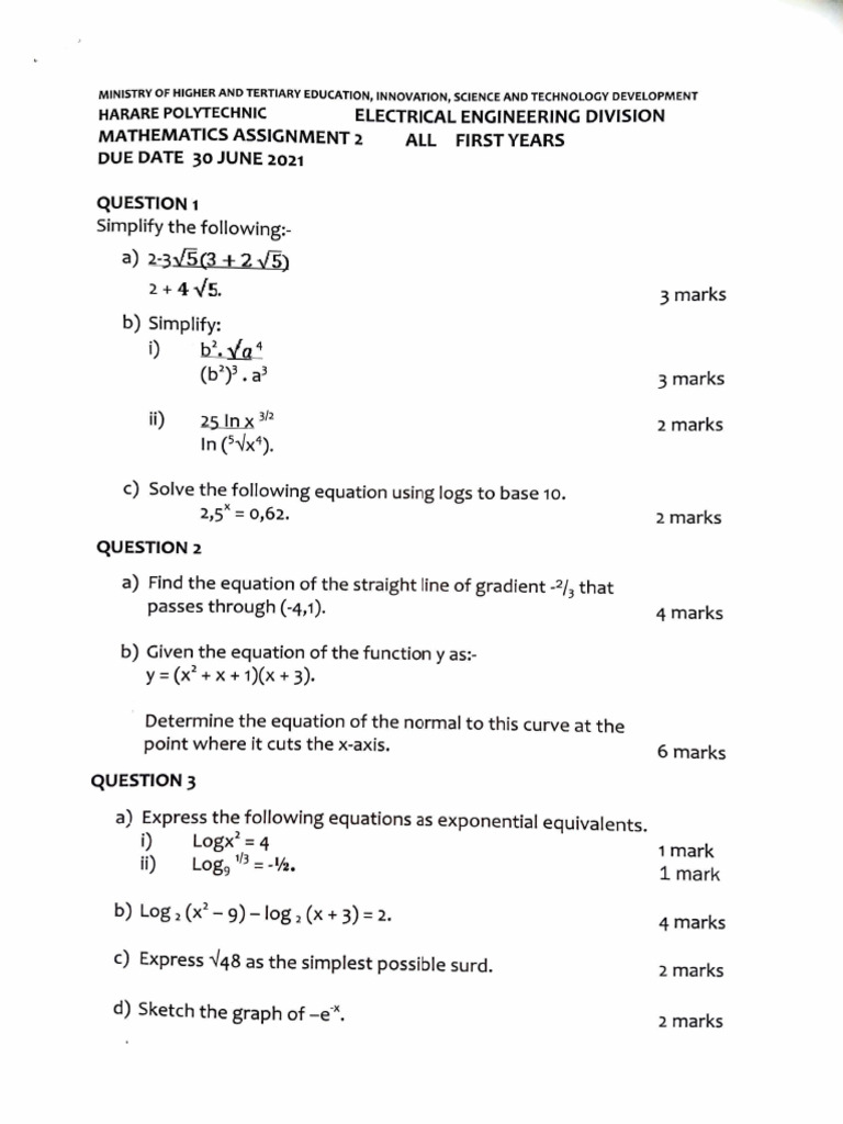 NC Maths Assignment 1 | PDF | Logarithm | Voltage