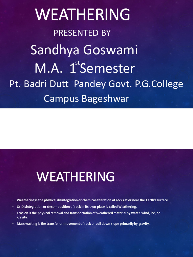 Weathering PPT by Sandhya Goswami | PDF | Weathering | Minerals