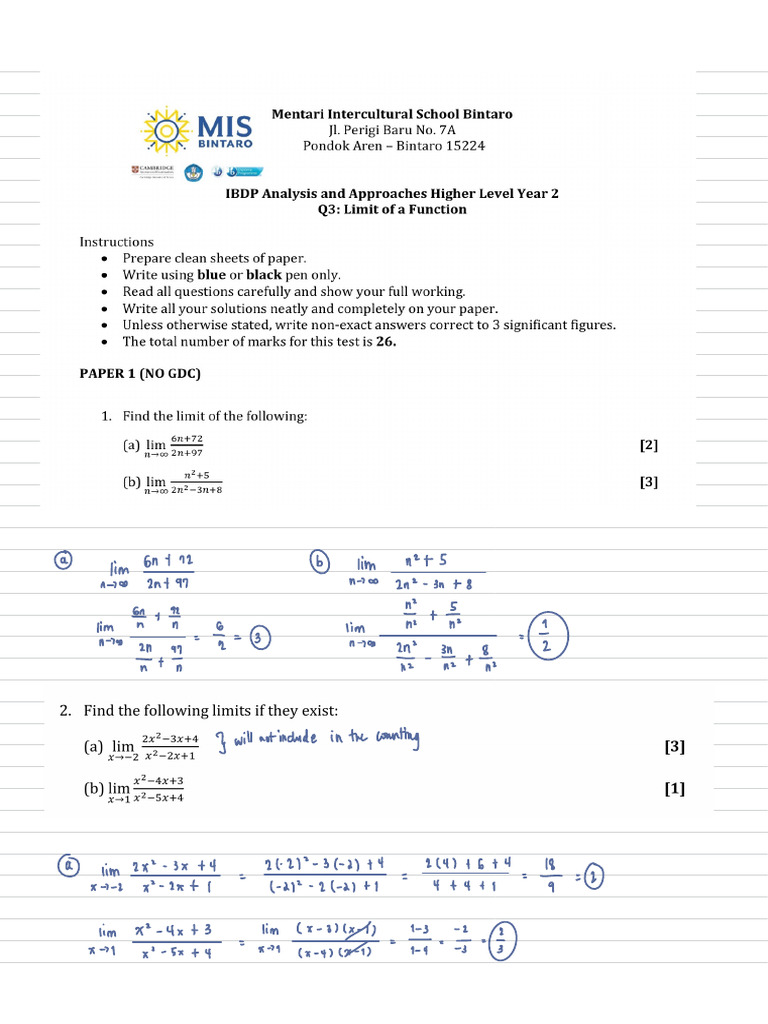 12AAHL - Sem1 - Q3 (Limit of Function) | PDF | Mathematical Physics | Mathematical Analysis