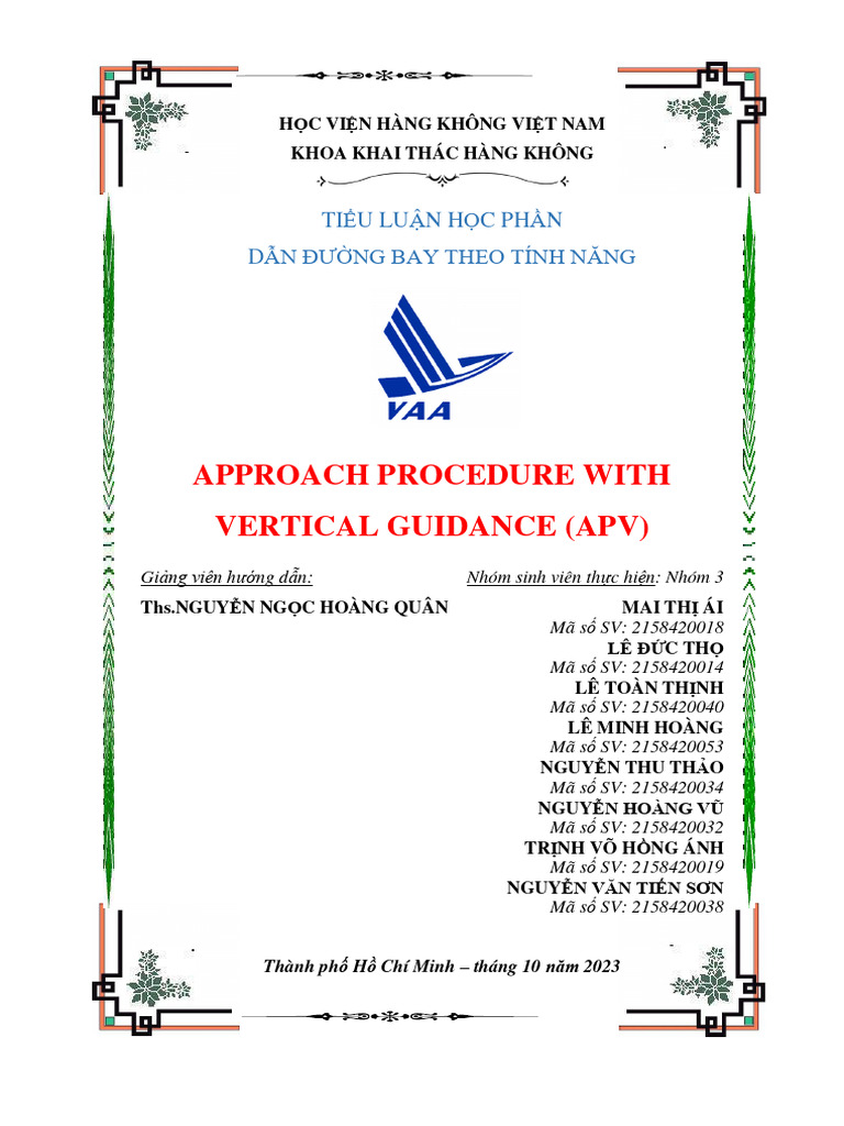 Update 1500 28-10 PBN - Nhóm 3 - Approach Procedure With Vertical Guidance - APV | PDF