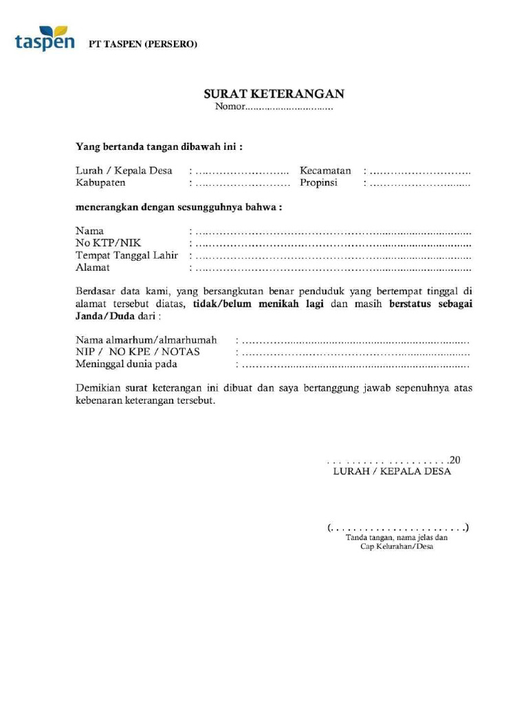 Surat Keterangan Janda Duda | PDF