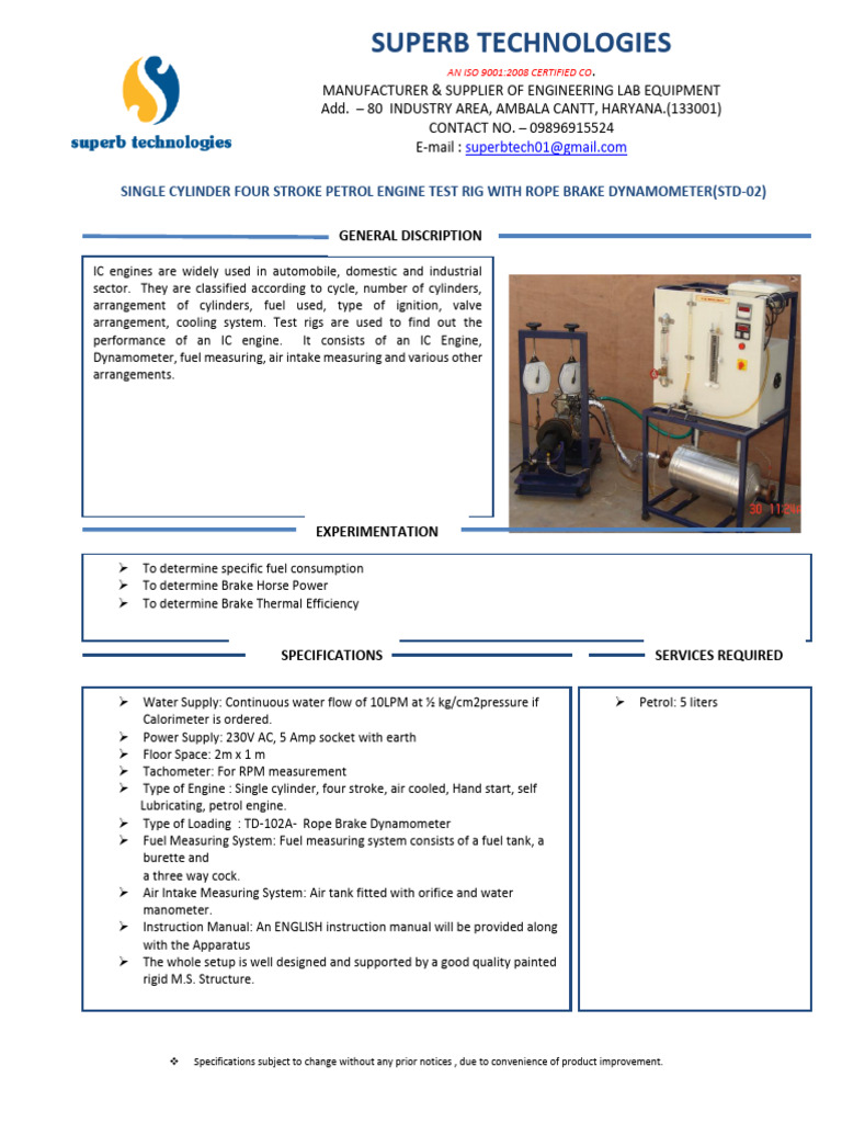 SHD-02 Single Cyclinder Four Stroke Petrol Engine Test With Rope Break ...
