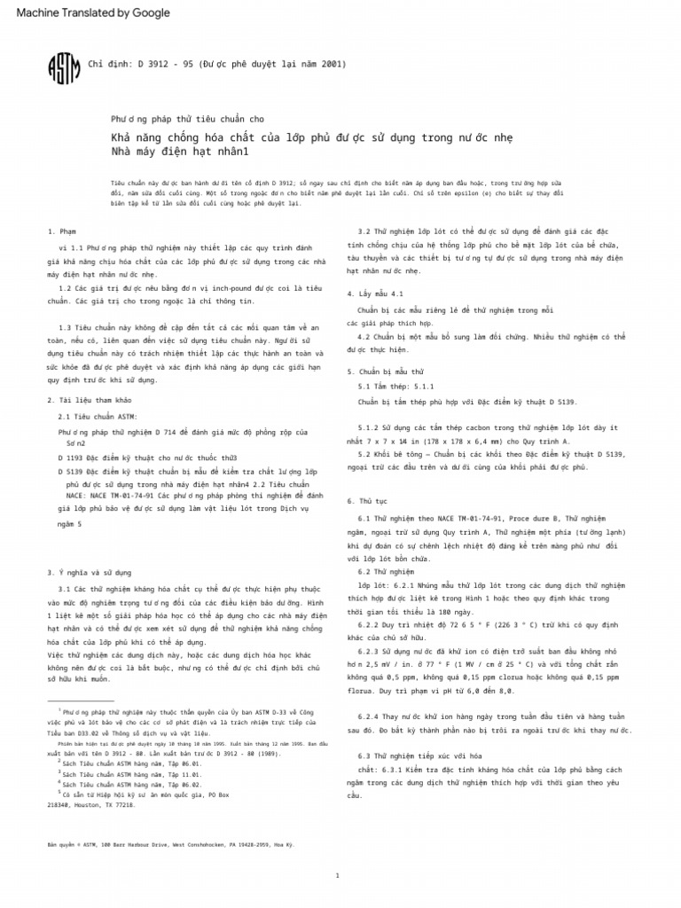 ASTM D 3912-95 Kháng hóa chất | PDF