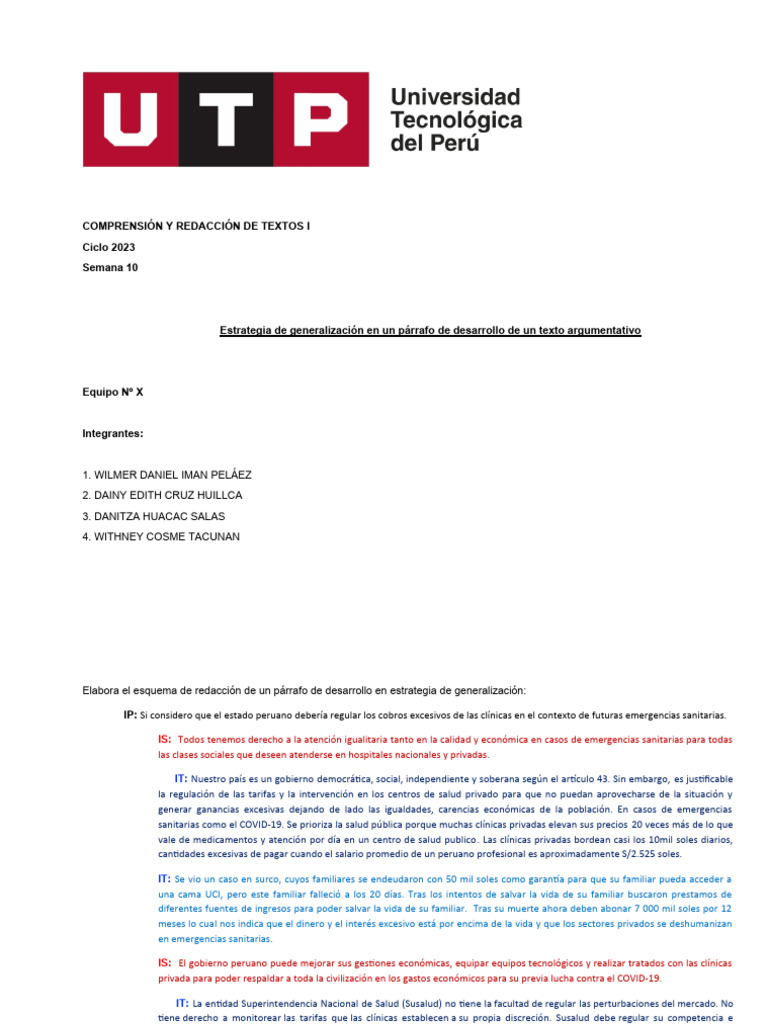 Tarea Sem 10 - Presentación Del Esquema de Producción para La TA2-1 | PDF | Perú | Neumonía