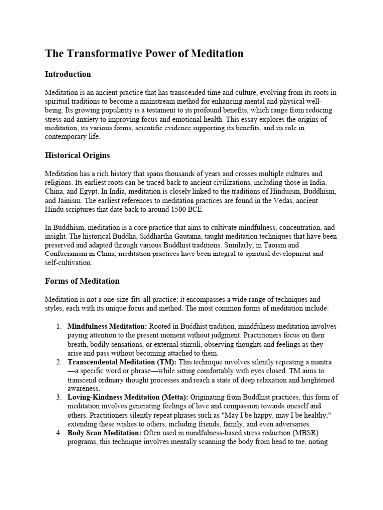 The Transformative Power of Meditation | PDF | Meditation | Mindfulness