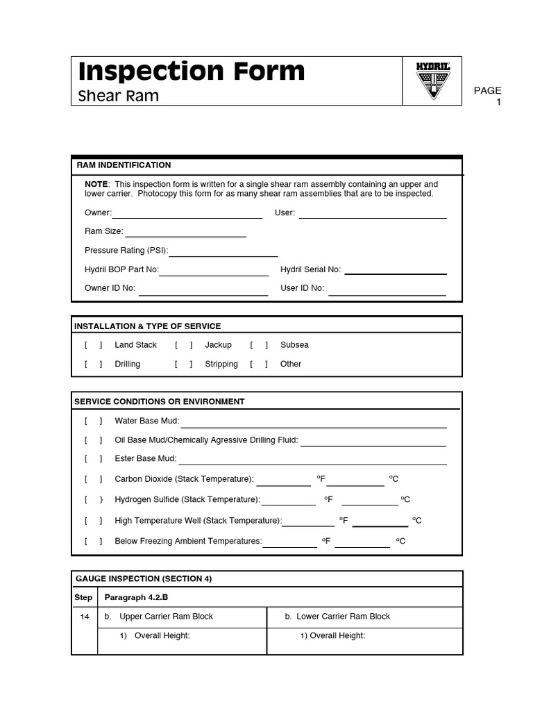 Hydrill shear ram Inspection | PDF