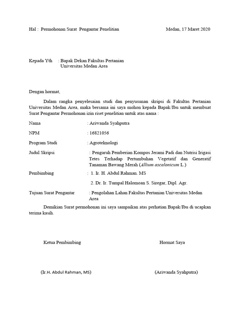 Pengajuan Surat Riset Penelitian | PDF | Griya & Taman | Sains & Matematika