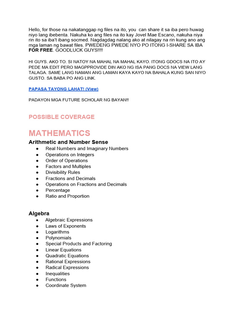 Cet Possible Coverage | PDF | Function (Mathematics) | Chemistry
