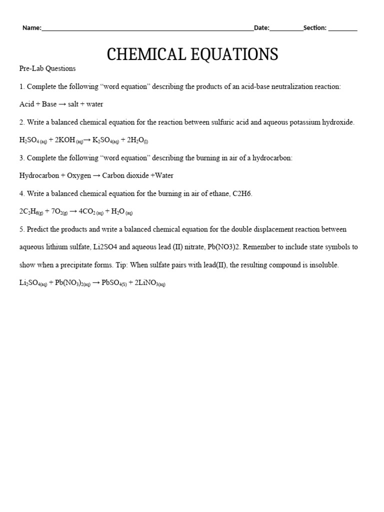 Chemical Equations Lab Report - 231013 - 051201 (1) (Recovered) | PDF ...