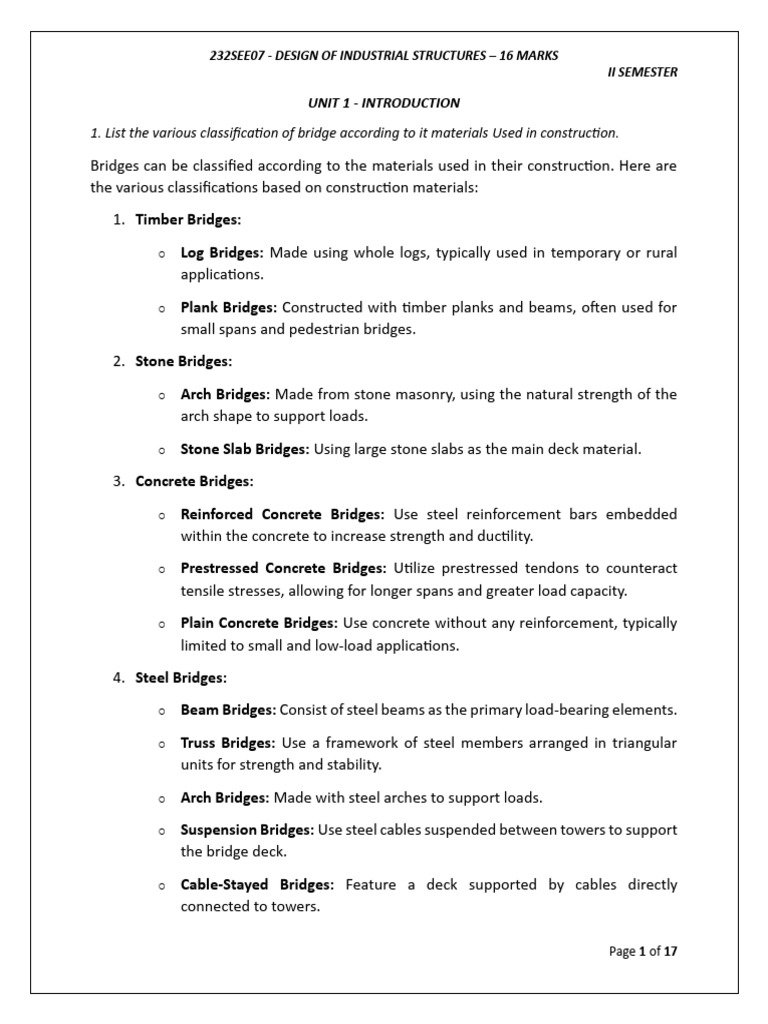 DOB - 16 Marks - Unit 1 | Download Free PDF | Structural Load | Bridge DOB - 16 Marks - Unit 1 | Download Free PDF | Structural Load | Bridge