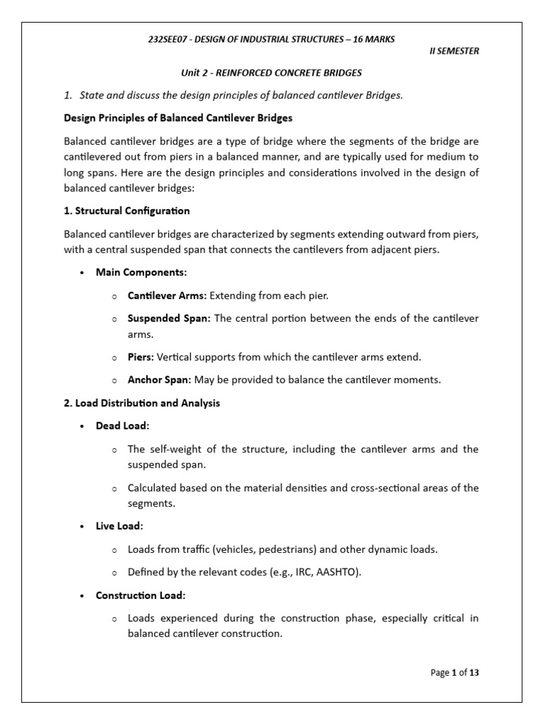 DOB - Unit 2 - 16 Marks | PDF | Prestressed Concrete | Bridge DOB - Unit 2 - 16 Marks | PDF | Prestressed Concrete | Bridge