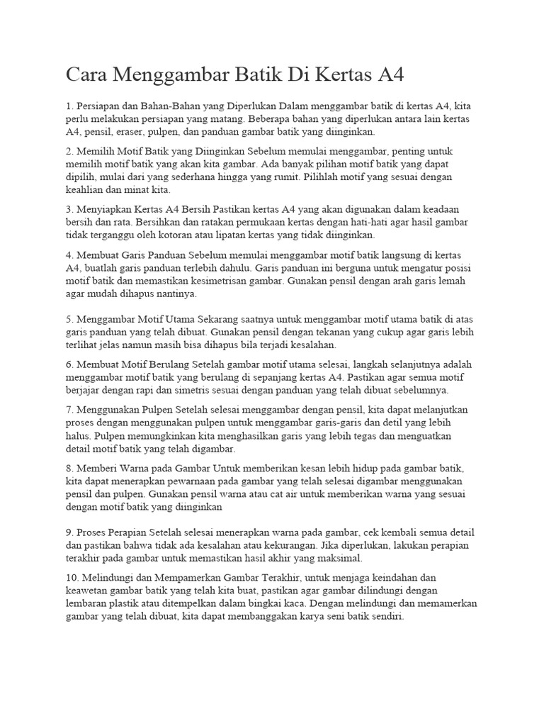 Cara Menggambar Batik Di Kertas A4 | PDF