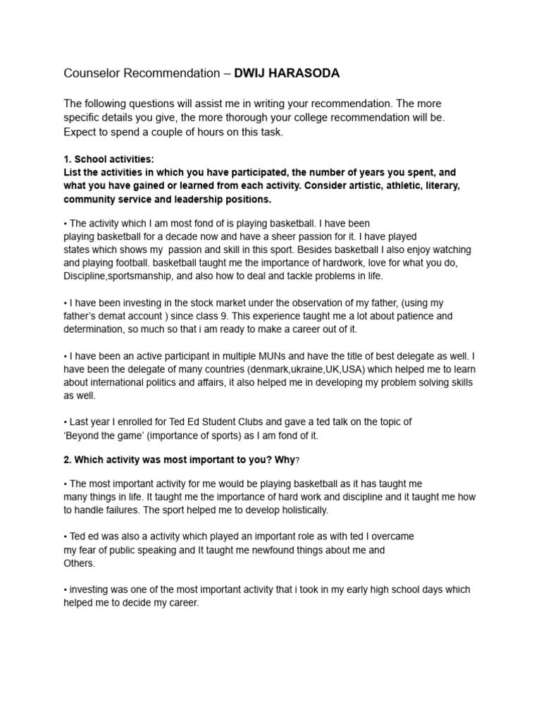 Counselor Recommendation Guide | PDF | Learning | Cognition