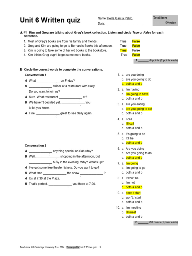 Unit 6 Written Quiz | PDF