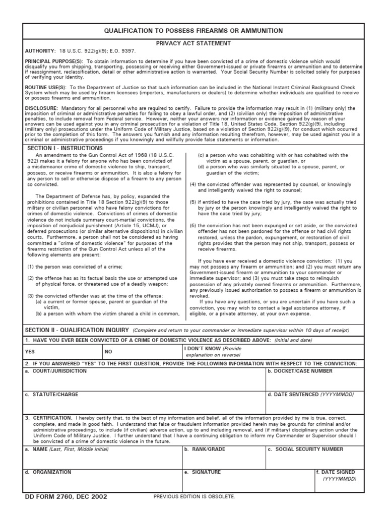 DD Form 2760 | PDF | Felony | Public Law