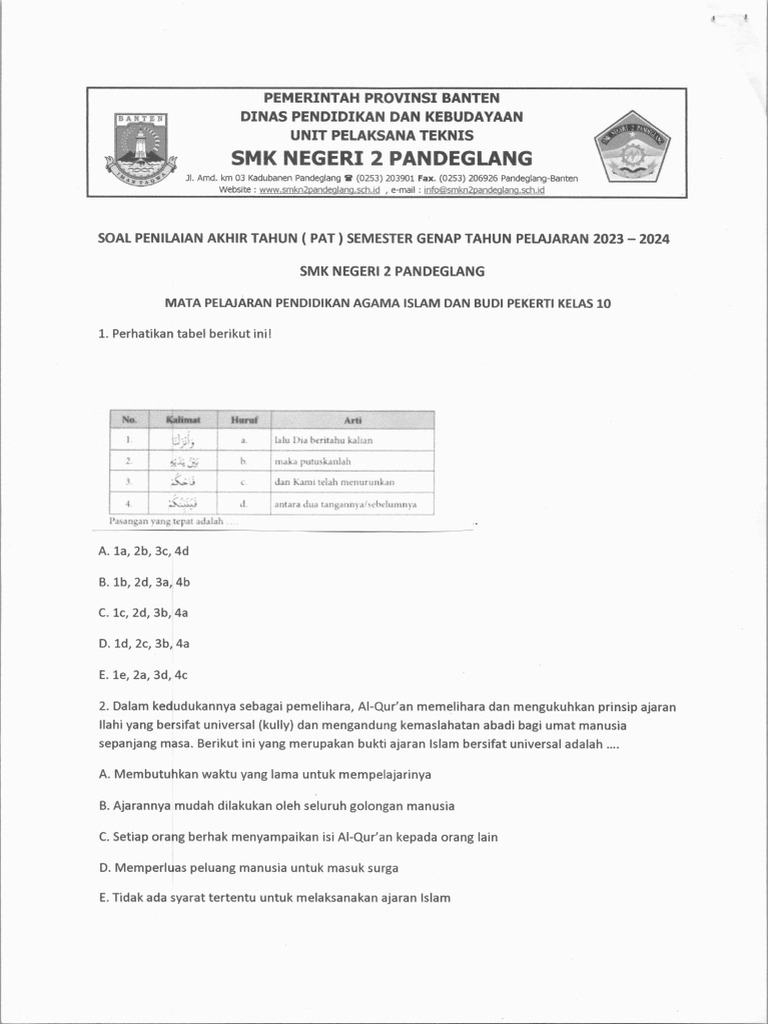 Soal PAT-PAI Kela X | PDF