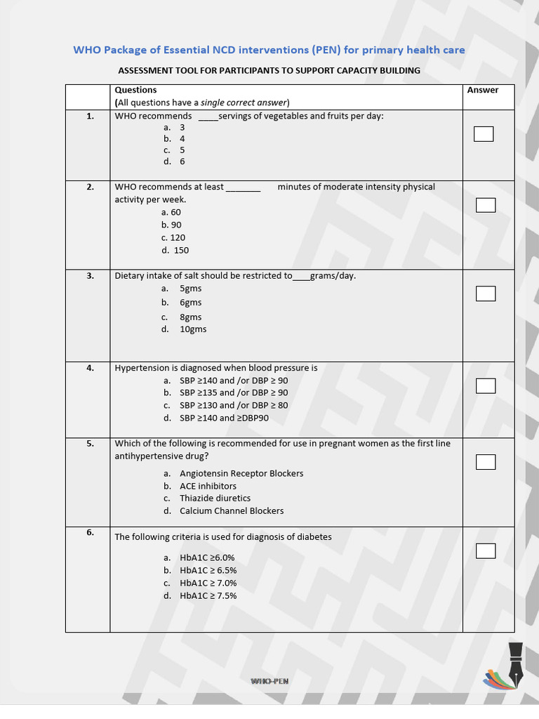 WHO NCD Interventions Assessment Tool | PDF | Cardiovascular Diseases ...
