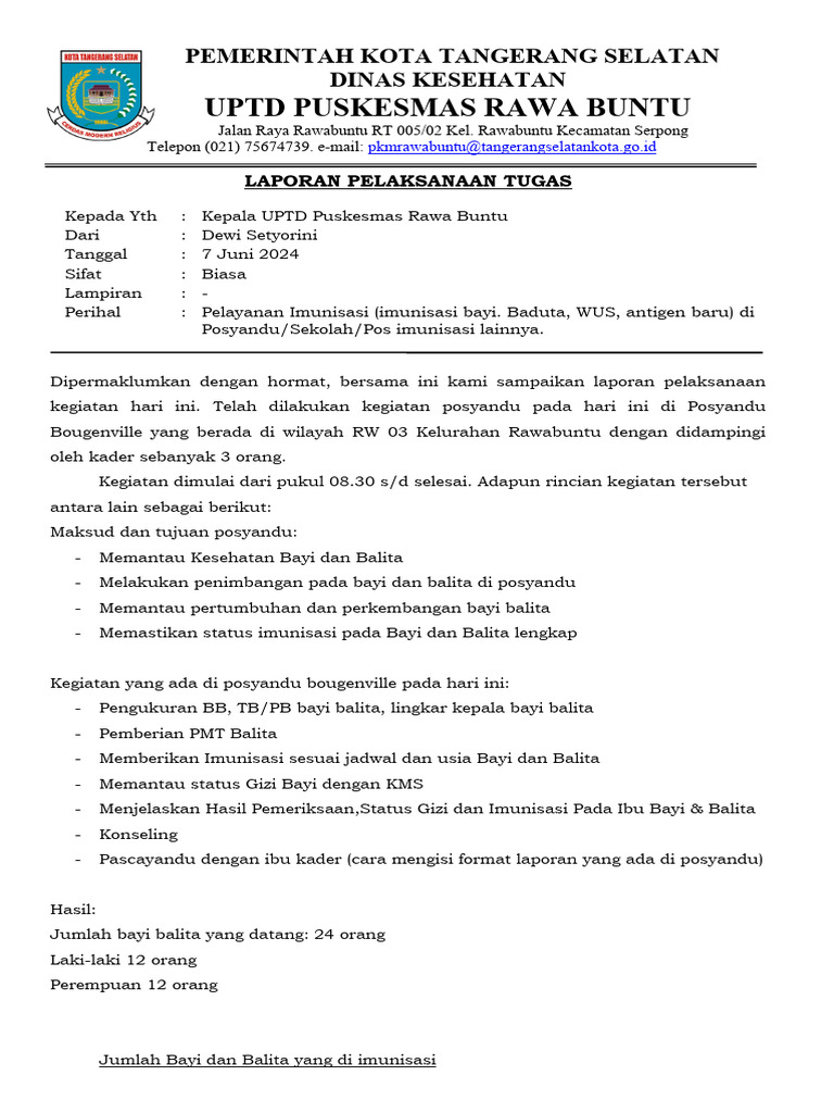 LPT Dokumentasi Posyandu Bogenville | PDF