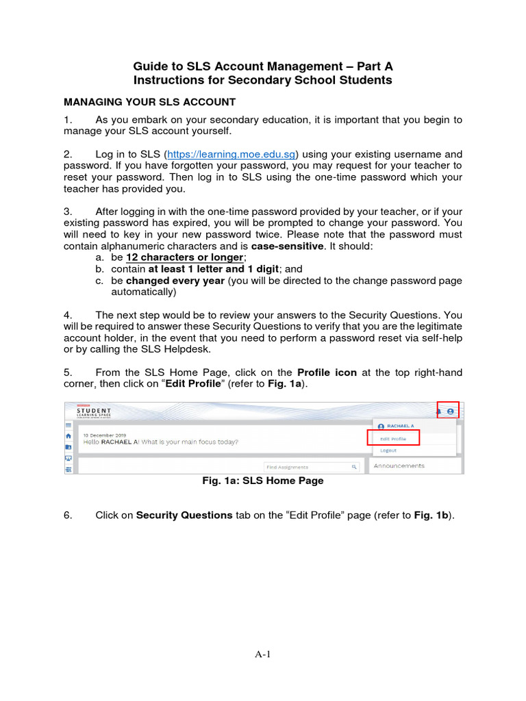 Sls Account Management - Guide For Sec 1 Students | PDF | Password ...