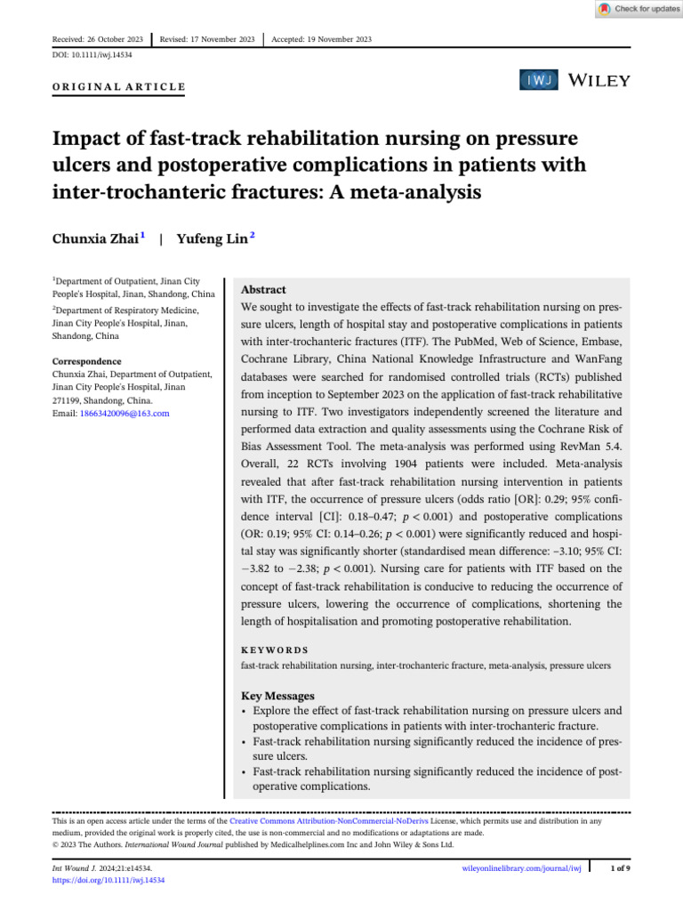International Wound Journal - 2023 - Zhai - Impact of Fast Track ...