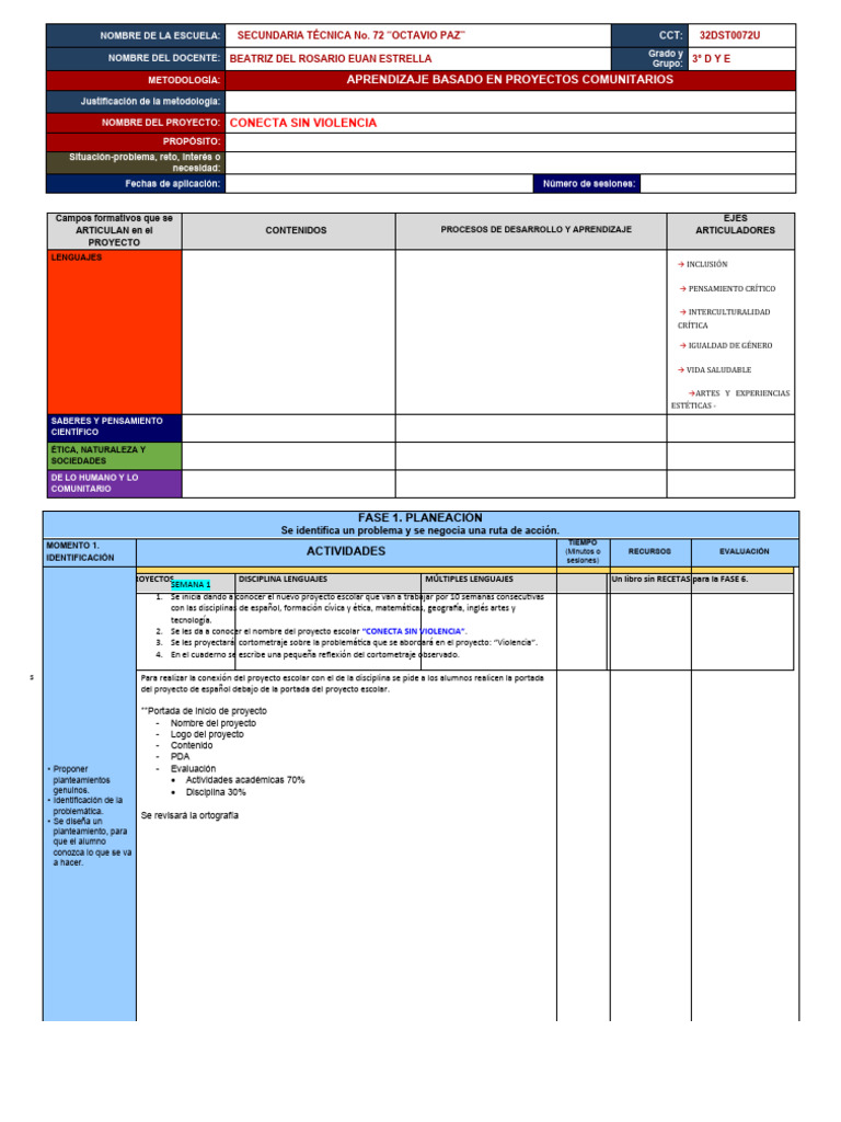 Formato Vacio de Proyecto Colores | PDF | Evaluación | Cognición