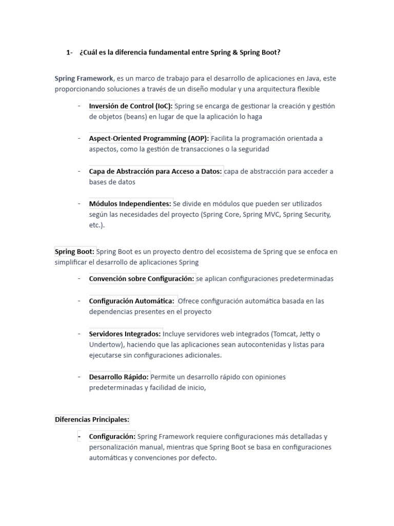 Spring Framework, Es Un Marco de Trabajo para El Desarrollo de Aplicaciones en Java, Este | PDF ...