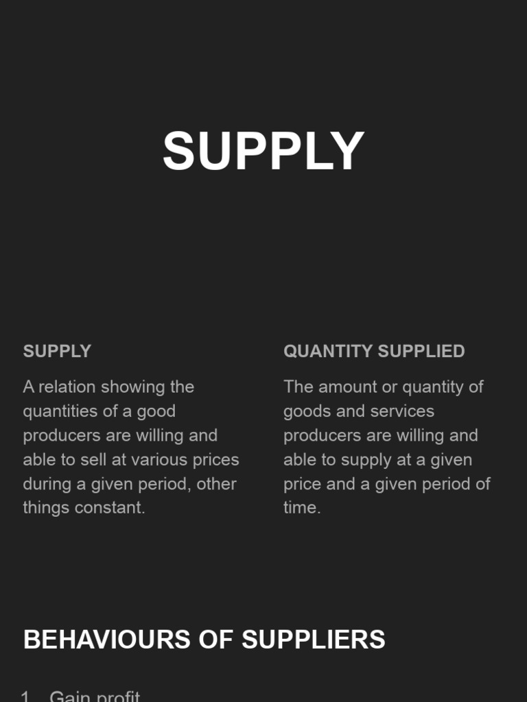 Understanding Supply and Quantity Supplied | PDF | Supply (Economics ...