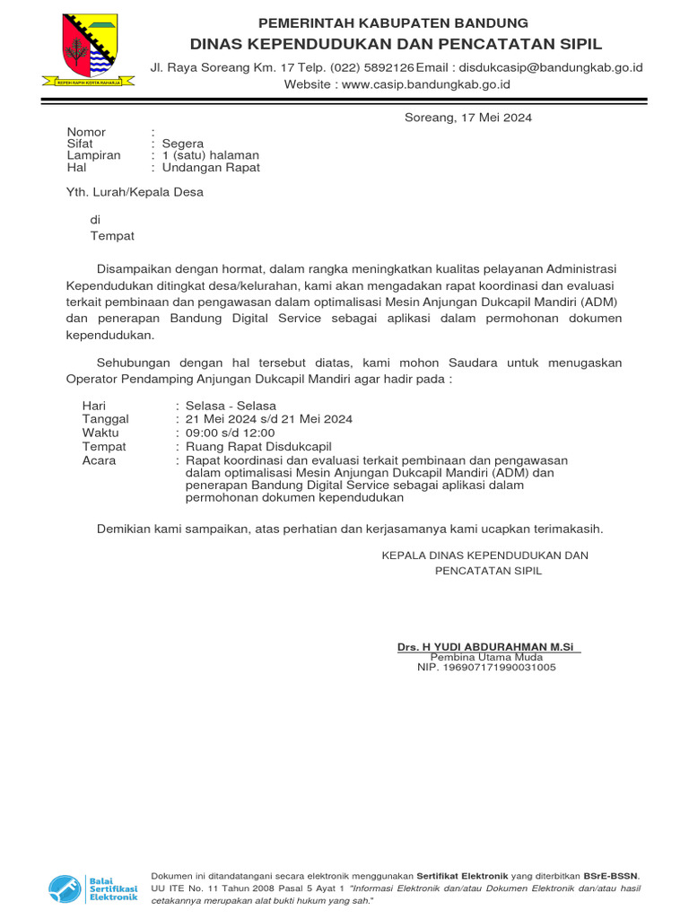 Draft Undangan Rapat Op Adm 21mei2024 | PDF