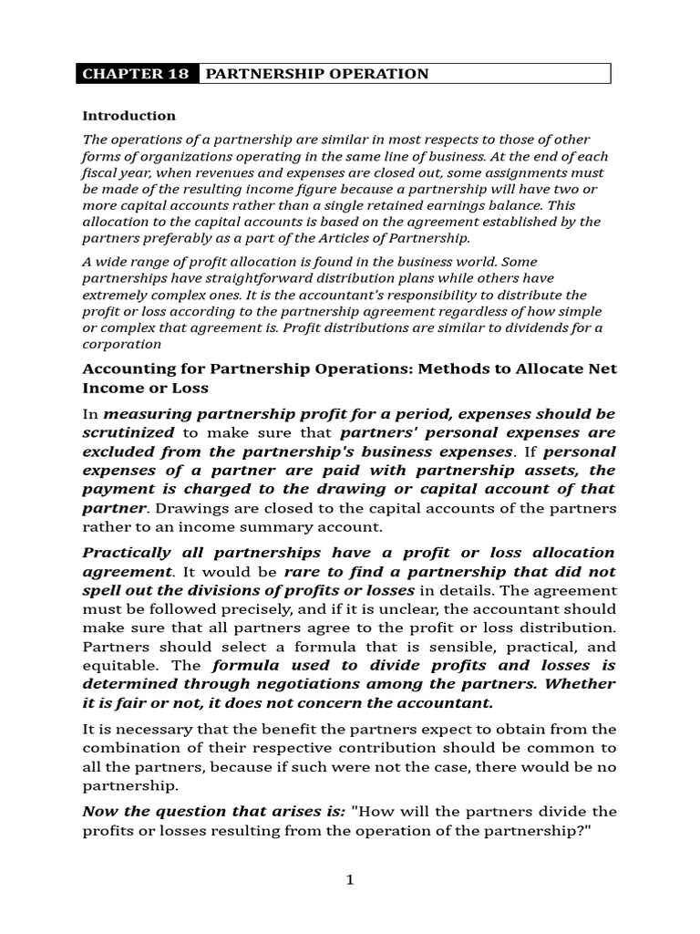 PARTNERSHIP OPERATION | PDF | Partnership | Expense