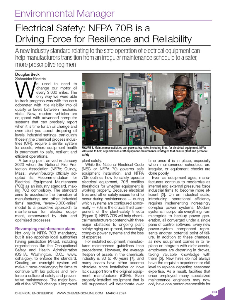 Electrical safety_Recommendation for Electrical Equipment Maintenance (NFPA 70B)-(Mar 2024) | PDF