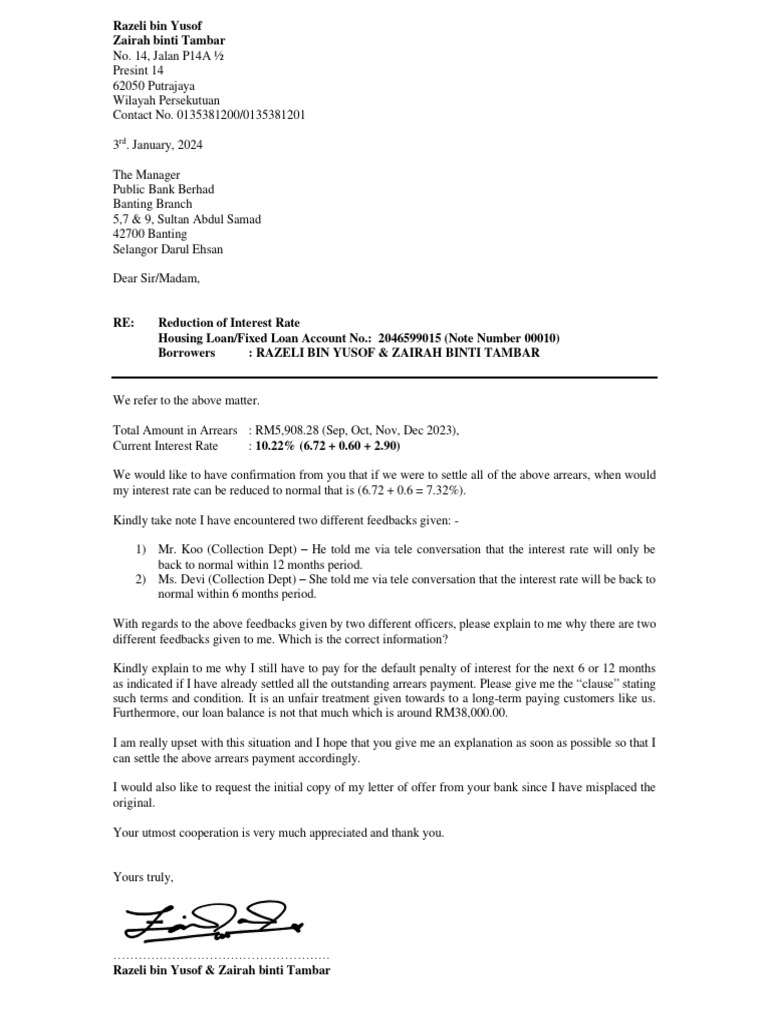 Public Bank - Reduction of Interest Rate | PDF