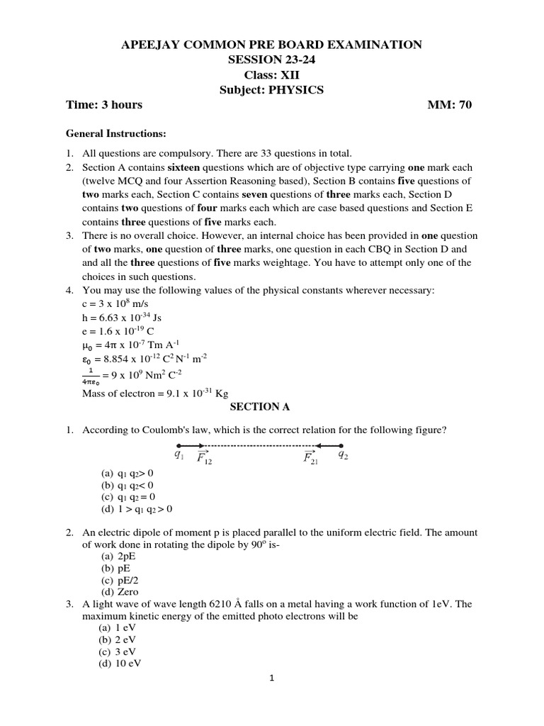 Physics QP Common Pre Board | PDF | P–N Junction | Condensed Matter Physics