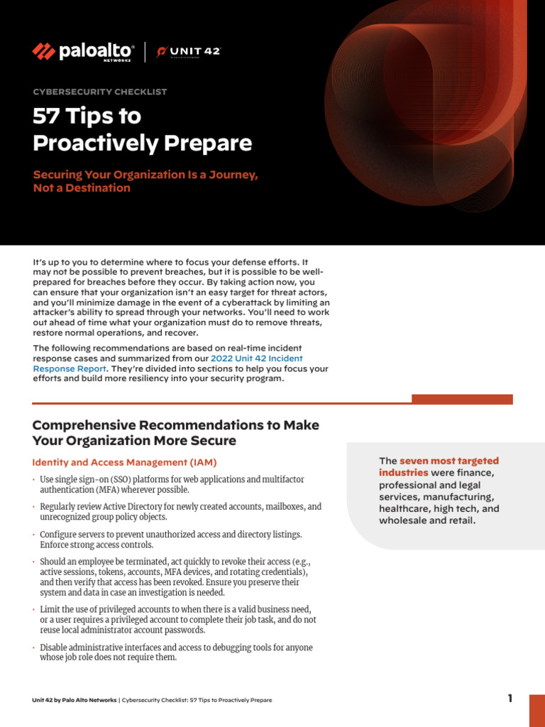 unit42-cybersecurity-checklist-57-tips | Download Free PDF | Security ...