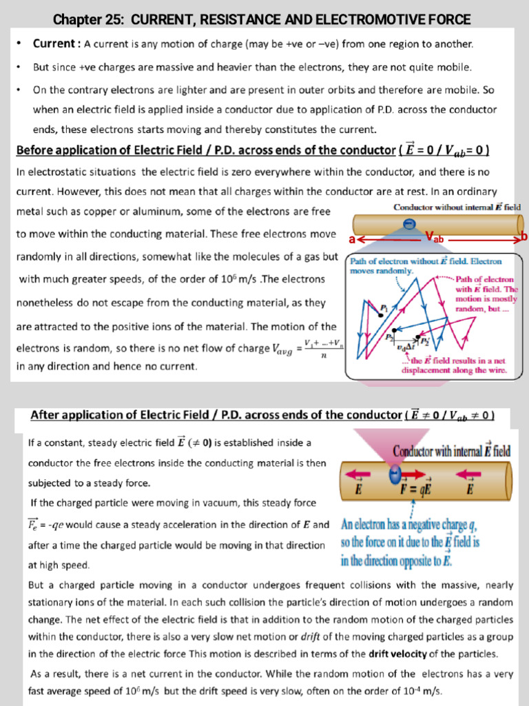 Chapter 25: Current, Resistance and Electromotive Force | PDF | Electric Current | Electrical ...
