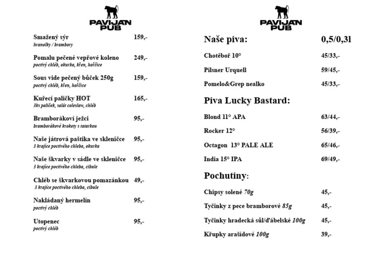 Napojovy Listek PAVIJAn | PDF