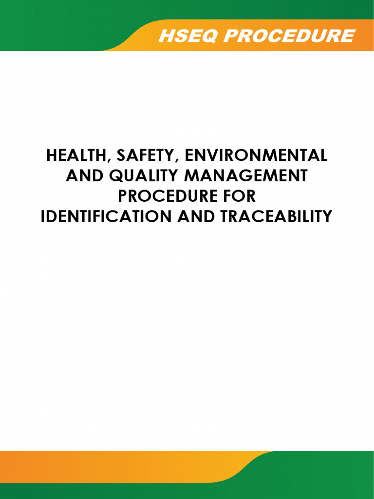 HSEQ MP 24 Identification and Traceability Sample | PDF | Product (Business) | Business