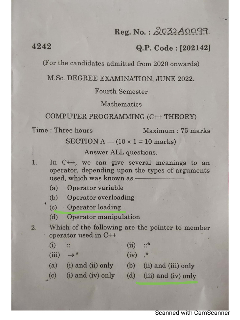 C++ question paper | PDF