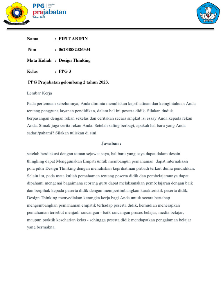 DT, T2, Mulai Dari Diri, PIPIT ARIPIN | PDF